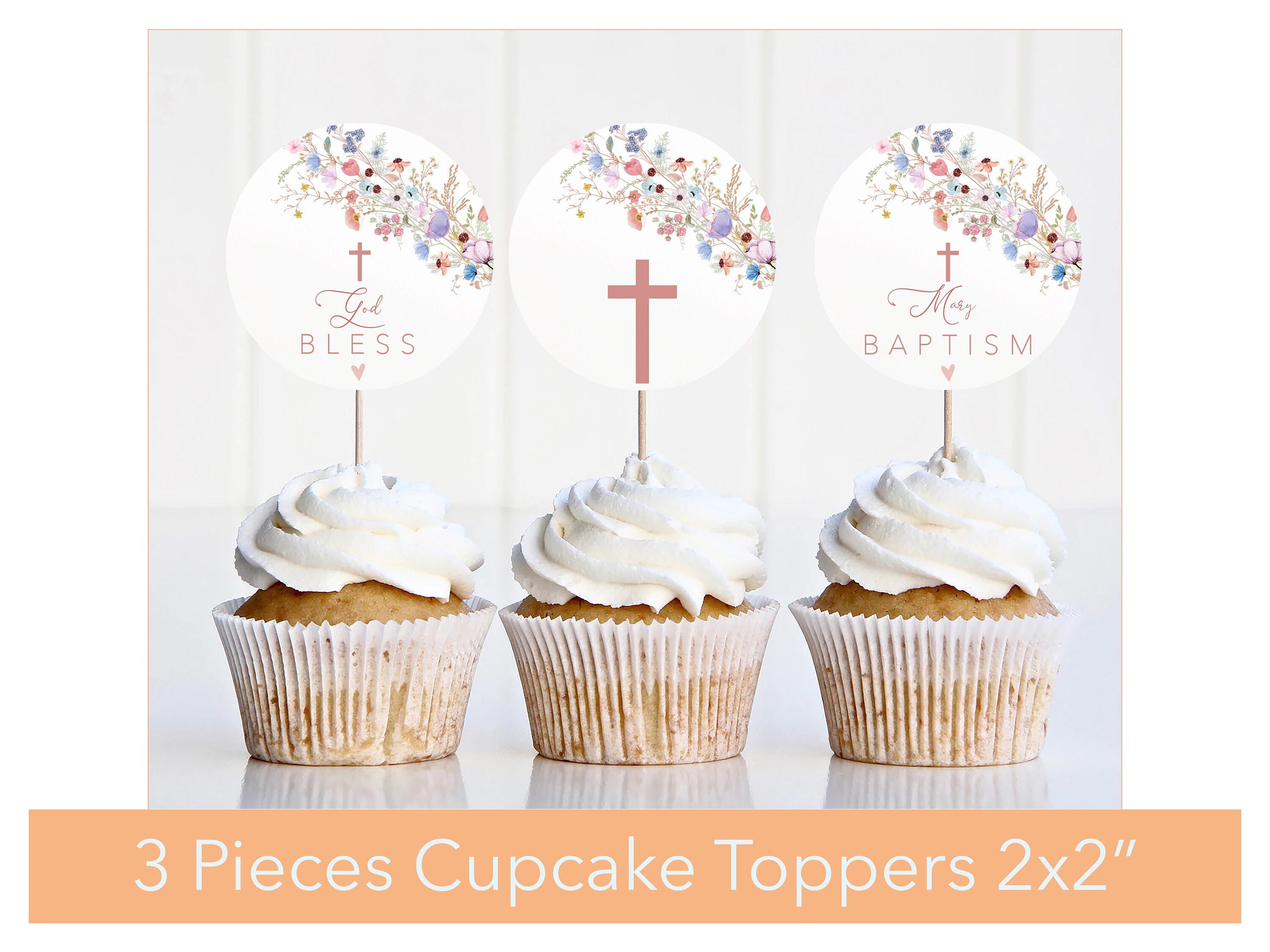 Girls Pink Baptism Favors Tags Bundle, Christening Favors Tags ...