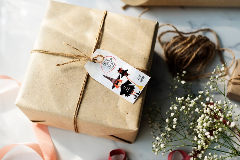 Editable Halloween Gift Tags Trick or Treat Halloween Favor - Etsy