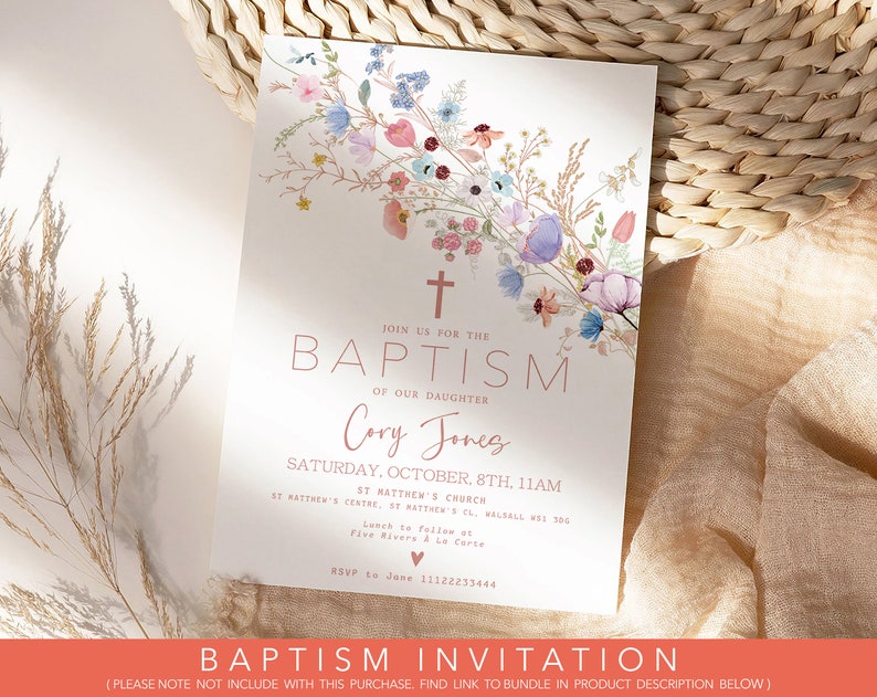 Christening Program Template, Bautizo Program Template, Editable Floral ...