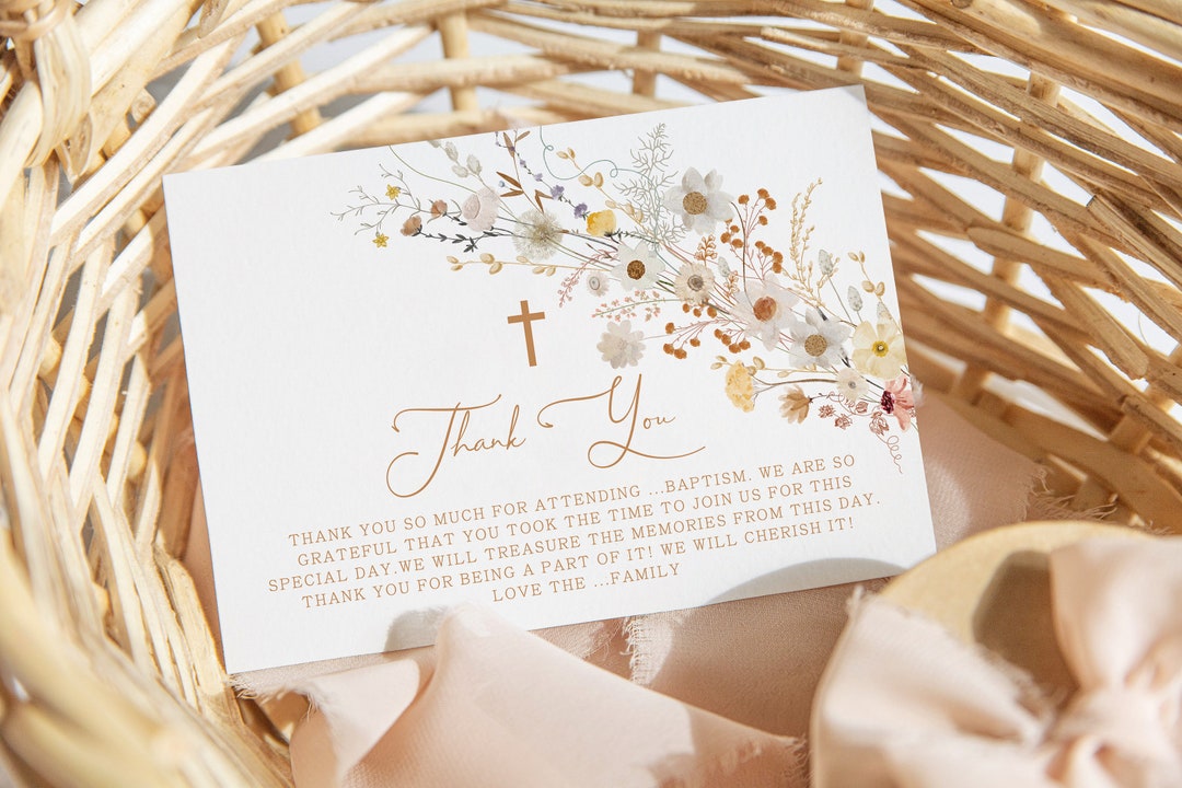 LDS Baptism Thank You Card LDS Boho Christening Thank You - Etsy
