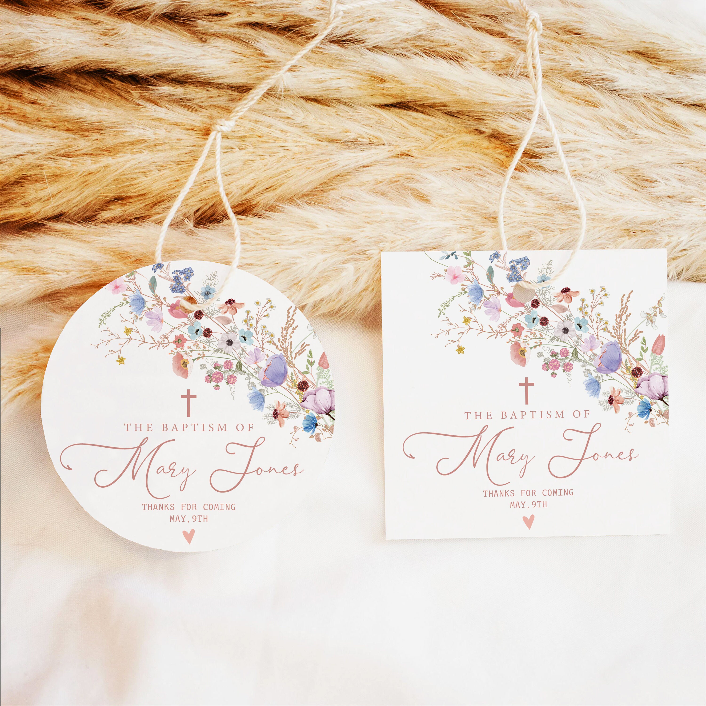 Baptism Favors Tags, Baby Photo Tag, Christening Favors Tags, Editable ...