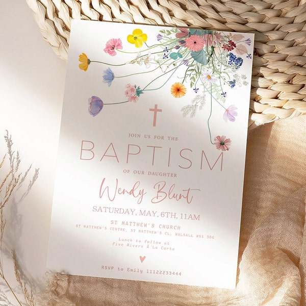 Cute Baby Girl Christening Invitation - Etsy