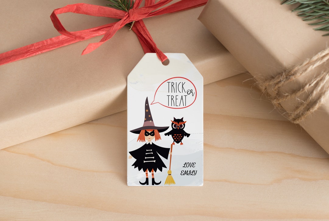 Editable Halloween Gift Tags, Trick or Treat Halloween Favor Tag for ...