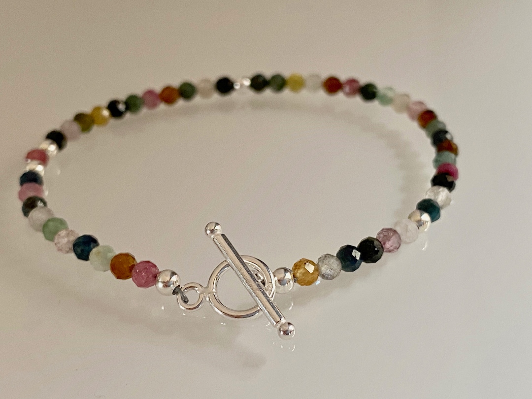 Multicolored Tourmaline Bracelet and T-shaped Clasp, Multicolor ...