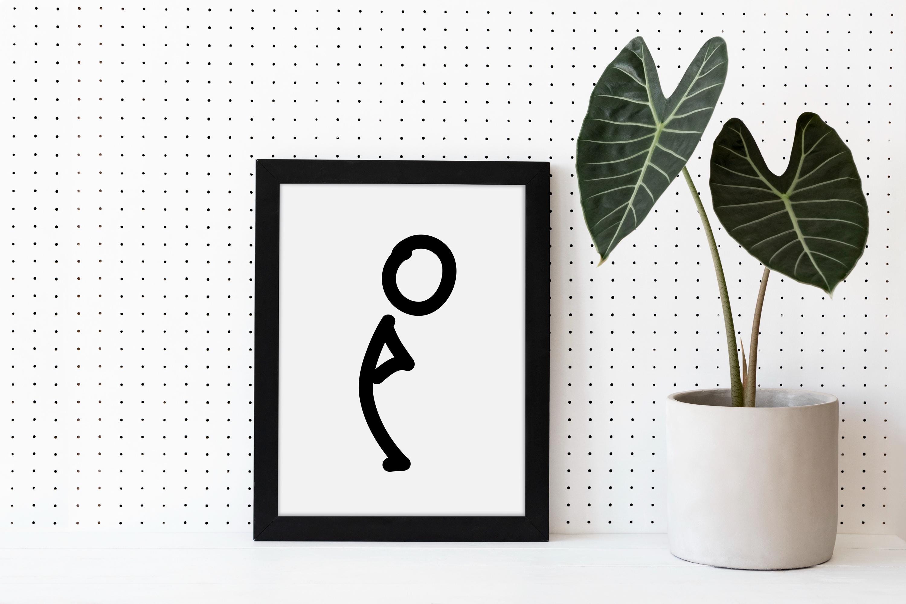 Funny Stick Figure Wall Art, Printable Wall Art, Black and White Wall ...