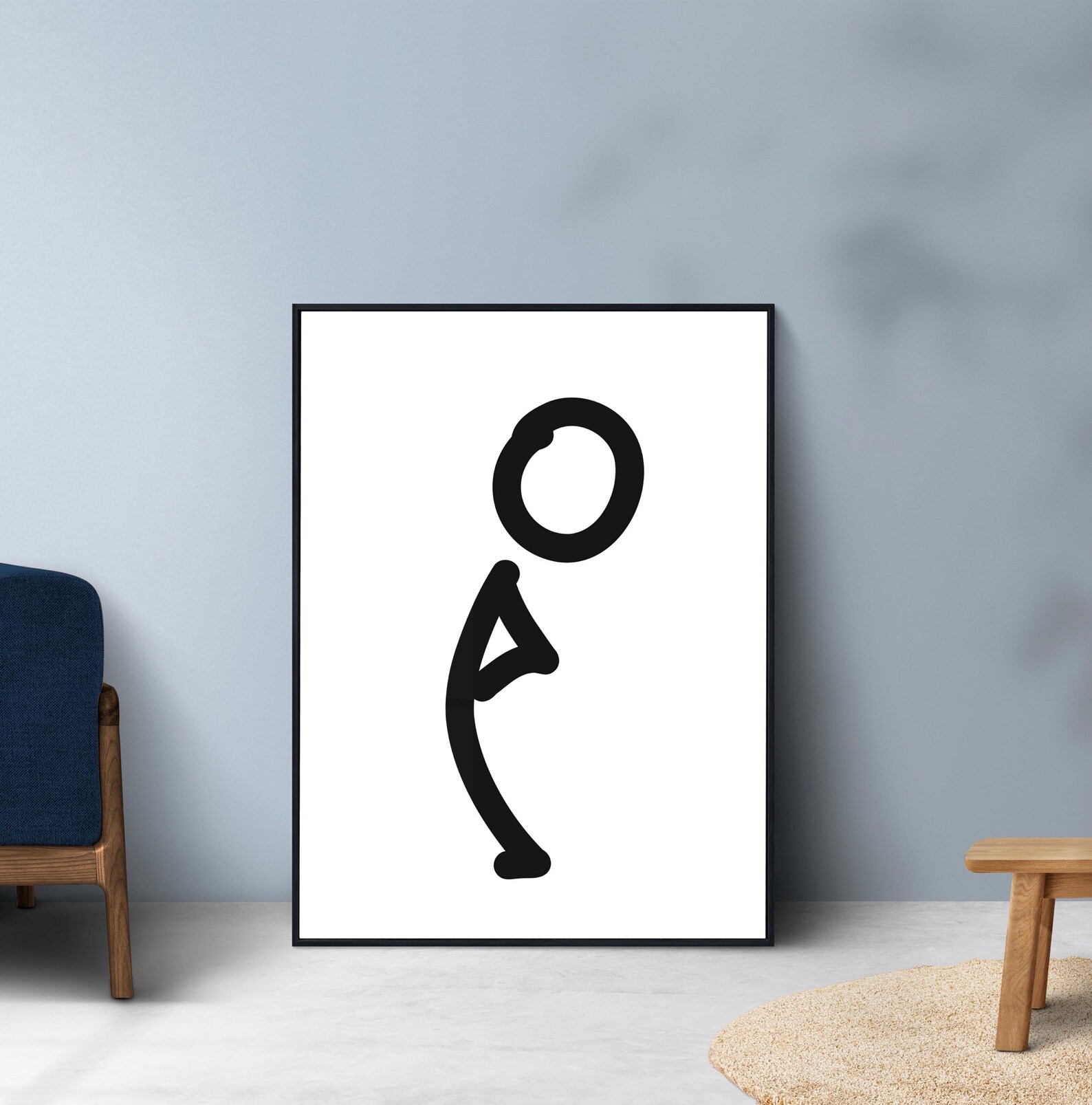 Funny Stick Figure Wall Art, Printable Wall Art, Black and White Wall ...