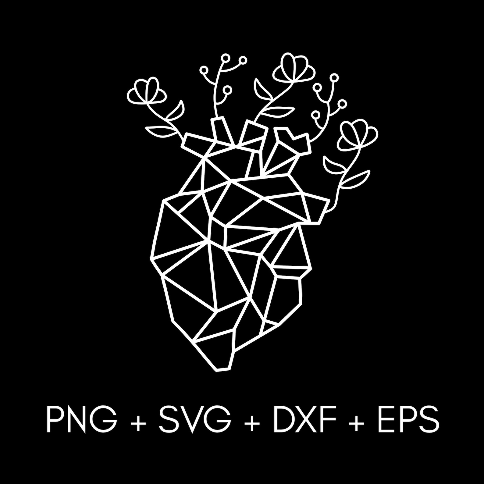 Geometric Heart, SVG, Clipart, Heart Svg, Crystal Heart, Vector, Cut ...