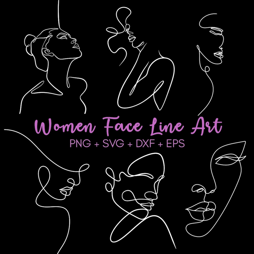 6 Women Line Art SVG, Faces Woman Line Art SVG, Line Art Women SVG ...
