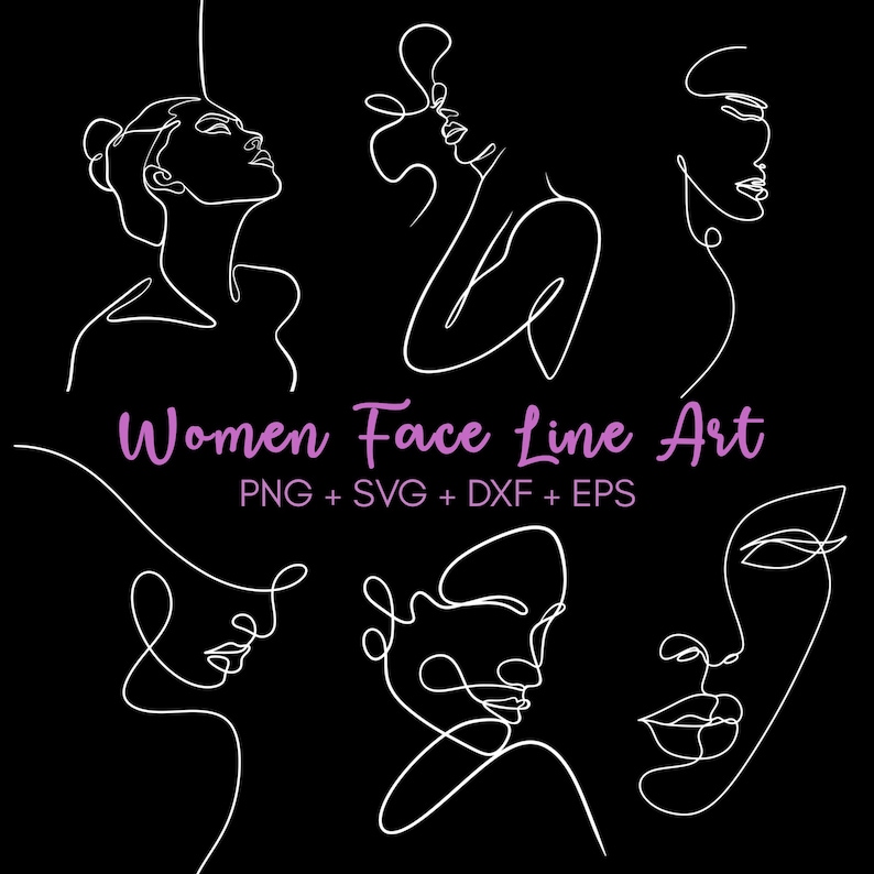 6 Women Line Art SVG, Faces Woman Line Art SVG, Line Art Women SVG ...