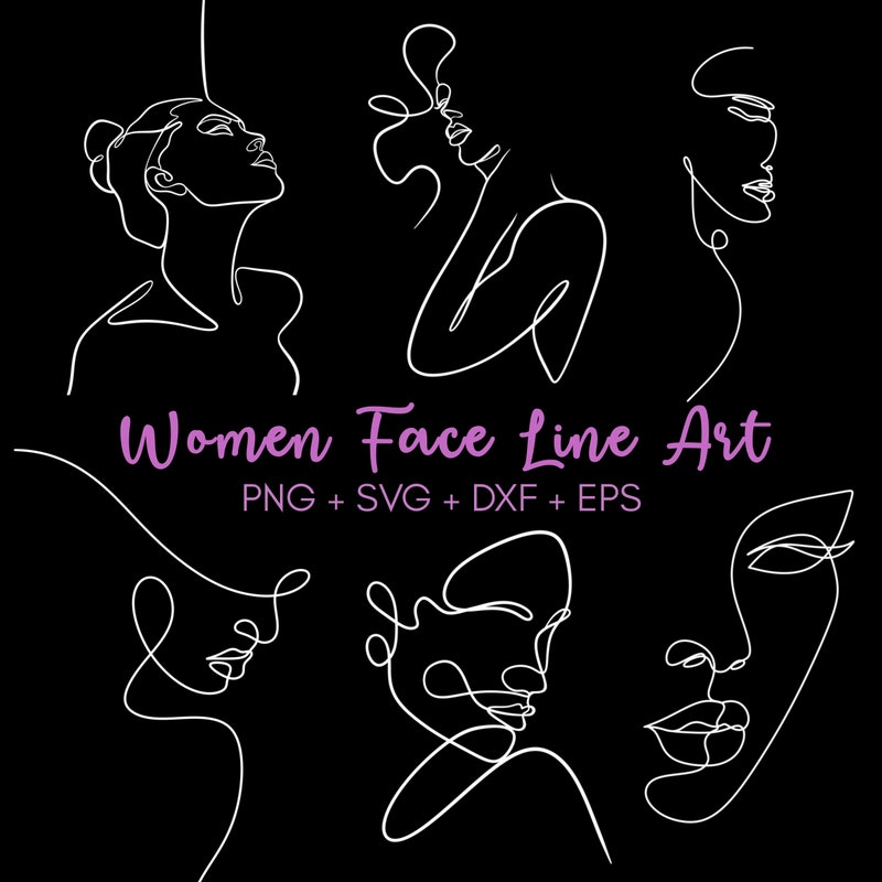 Line Art Woman Svg - Etsy