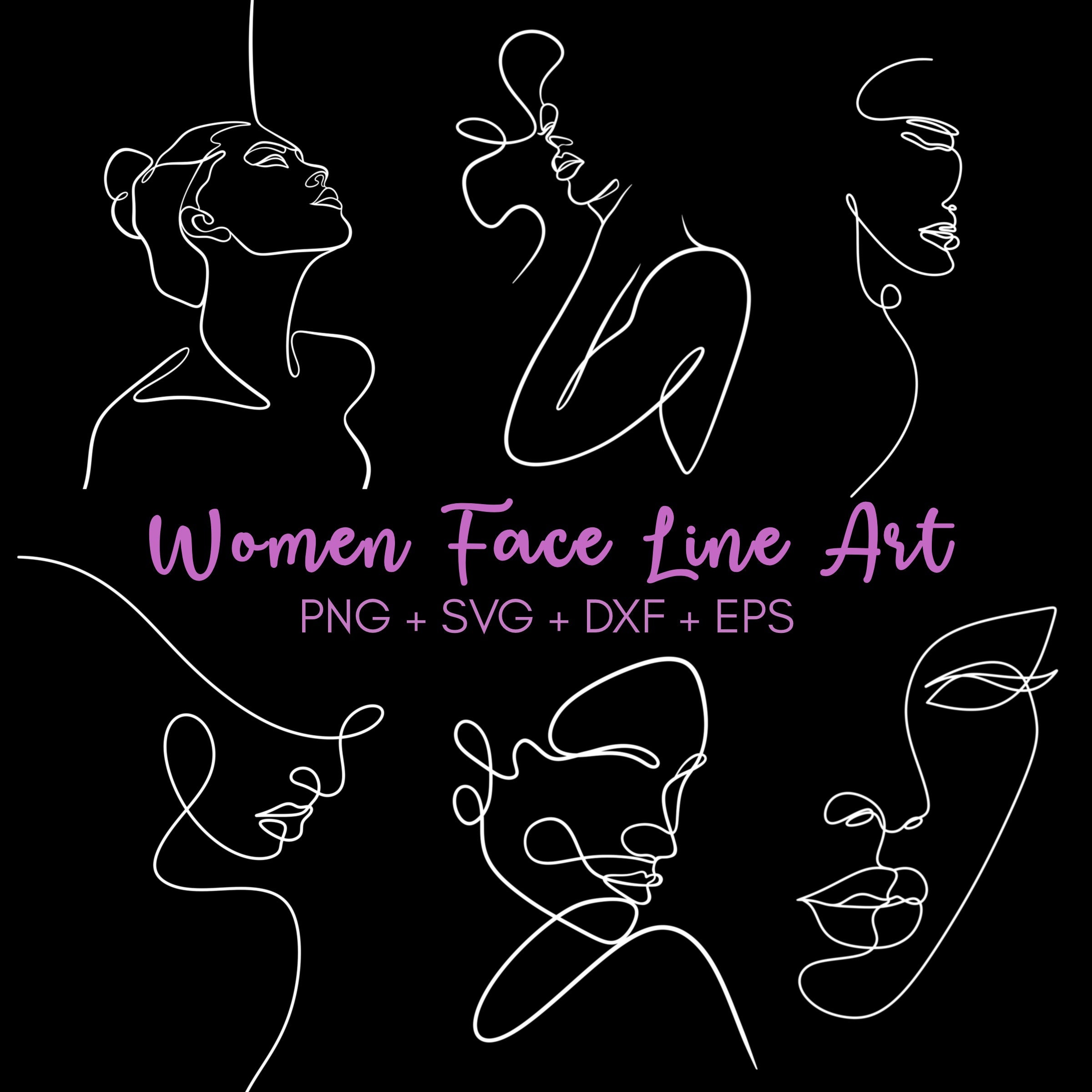 6 Women Line Art SVG, Faces Woman Line Art SVG, Line Art Women SVG ...