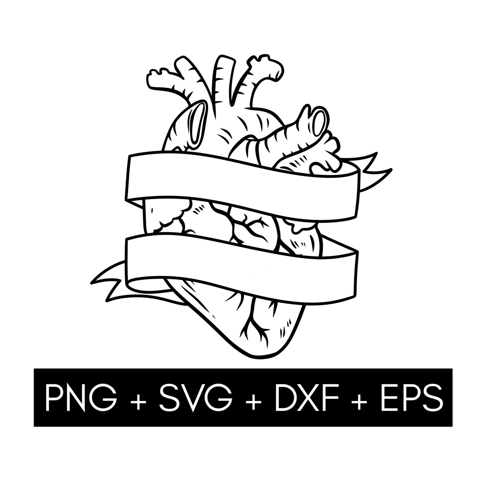 Heart Banner Svg, Heart Ribbon Svg, Heart Svg, Banner Svg - Digital ...