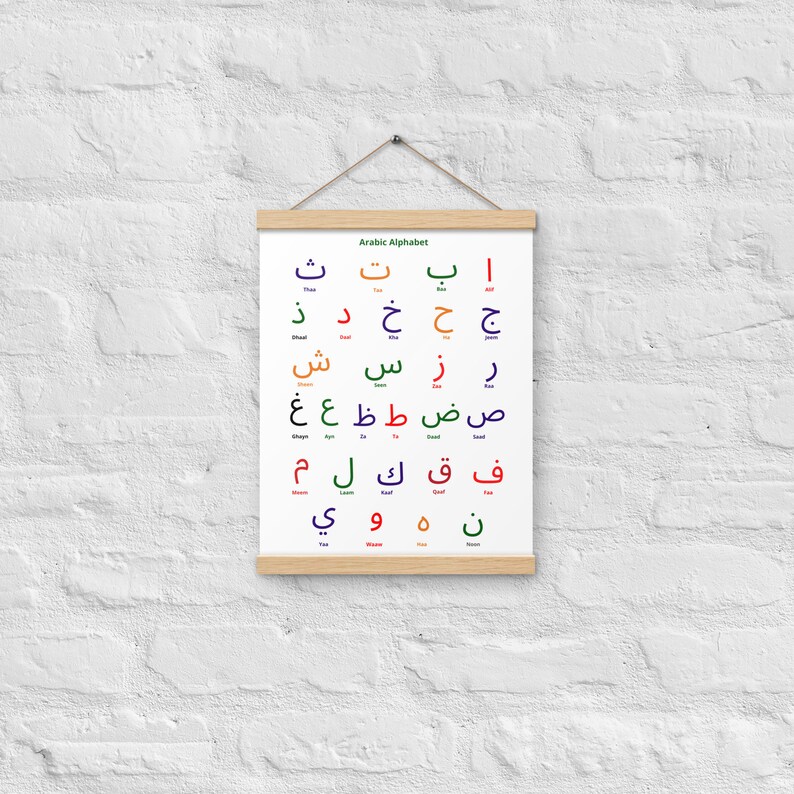 Colourful Arabic Alphabet Poster A3, With Wood Wall Hangings, Alif Ba ...