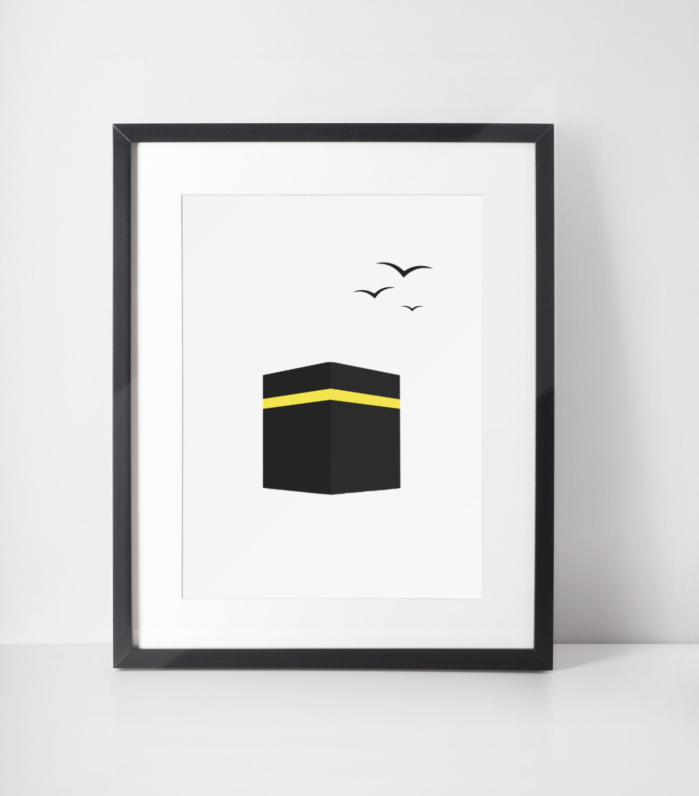 Kaaba Islamic Wall Art Print Framed. Black Abstract Modern Minimalist ...