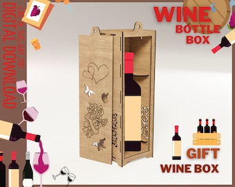 Wine Box With Sliding Lid Laser Cut Files / Minimalist Box for Wine ...