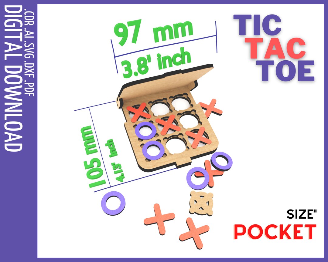 Laser Cut Tic Tac Toe Wooden Game Svg Files /laser Cut Tic Tac Toe ...