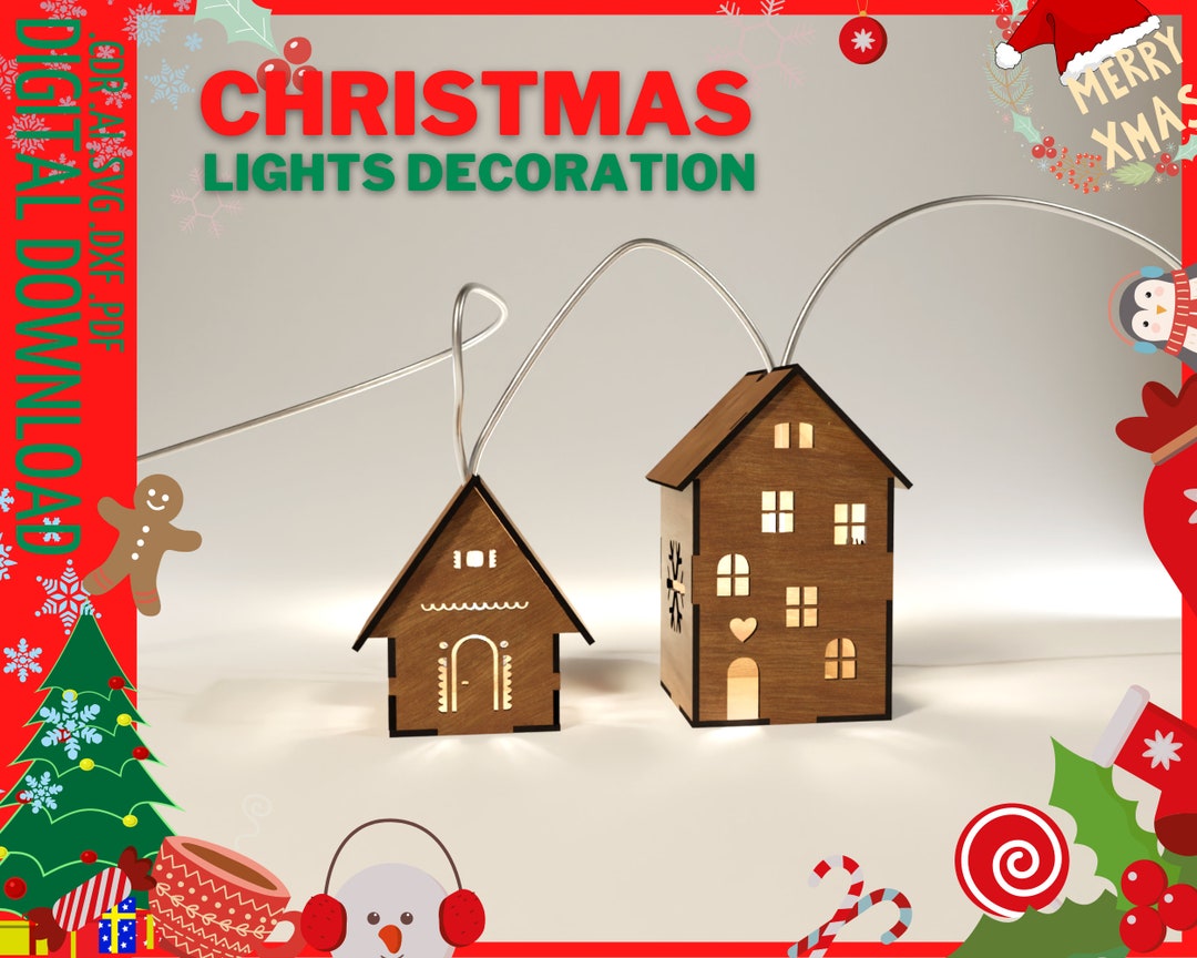 Christmas Garland Houses Laser Cut File, Holiday Home Decor (svg, Pdf ...