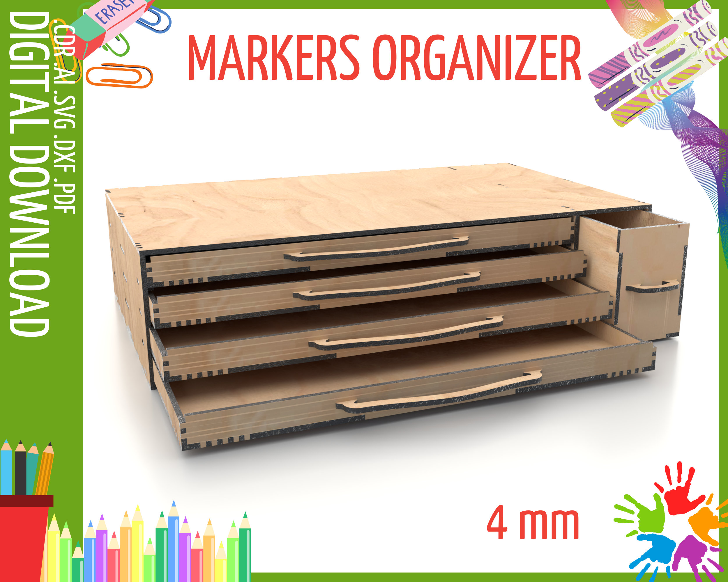 Storage Box With Drawers Organizer SVG Laser Cut Files Cnc - Etsy Canada