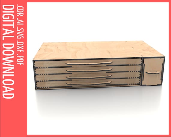 Storage Box With Drawers Organizer SVG Laser Cut Files Cnc - Etsy