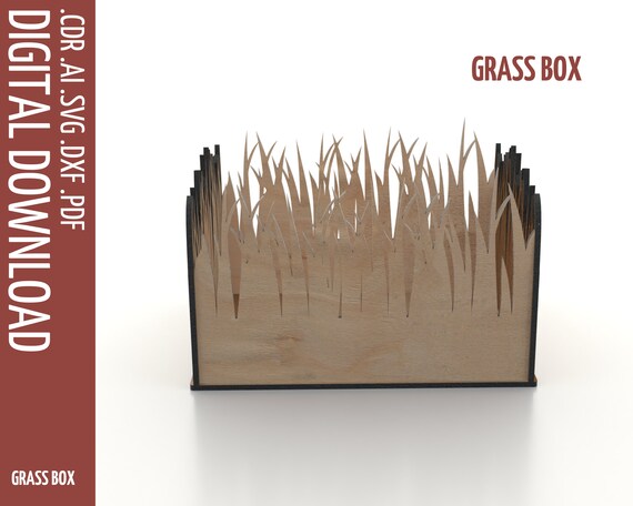 Laser Cut Box Grass Svg Storage Box Desk Organizer Svg Mail - Etsy