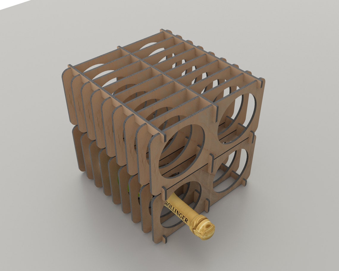 Laser Cut Files Wine Rack / Wine Standing 4 Bottle Storage SVG - Etsy