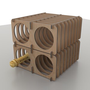 Laser Cut Files Wine Rack / Wine Standing 4 Bottle Storage SVG Laser ...