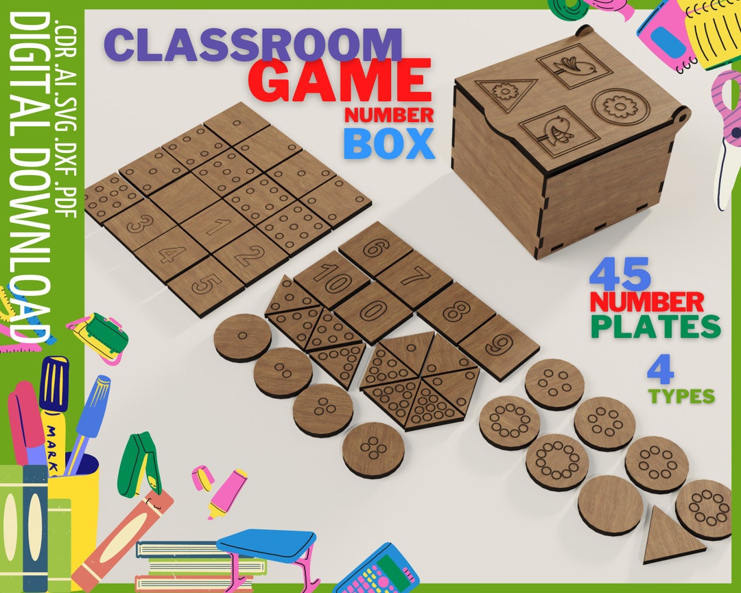 Number Box KIDS Education Game Laser Cut Files / Child Classroom Game ...