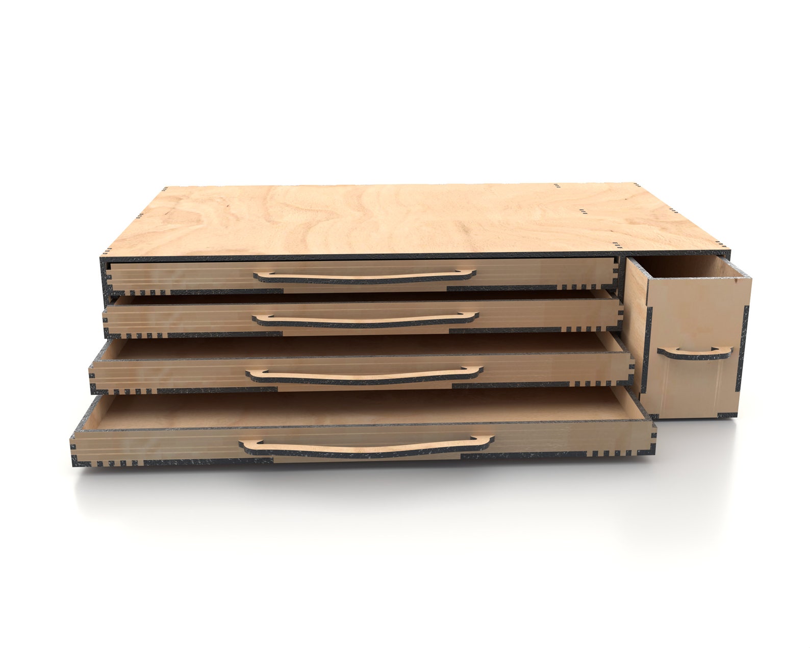 Storage Box With Drawers Organizer SVG Laser Cut Files, Cnc File Closet ...