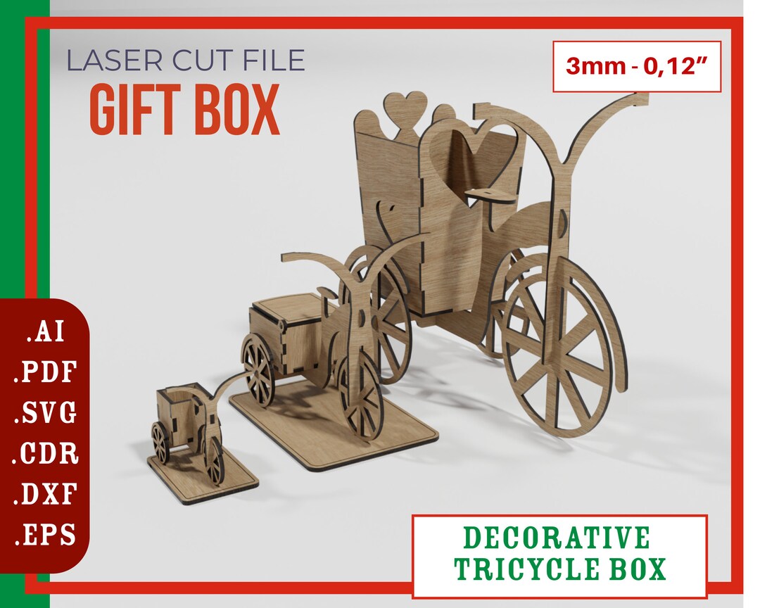 Laser Cut Tricycle Decor - 3 Sizes, Cnc Files for Wood Laser Cut, Svg ...