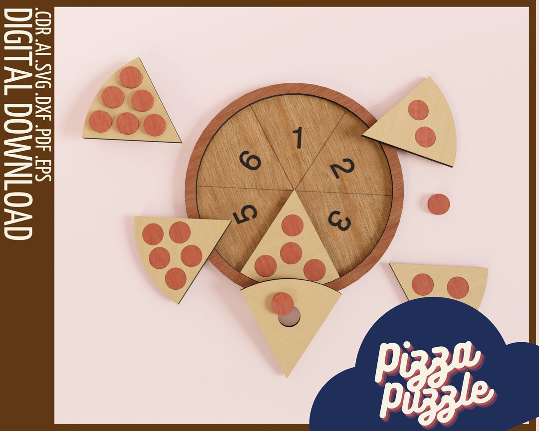 Puzzle for Baby Pizza Numbers Laser Cut Files, SVG, CDR / Baby Wooden ...