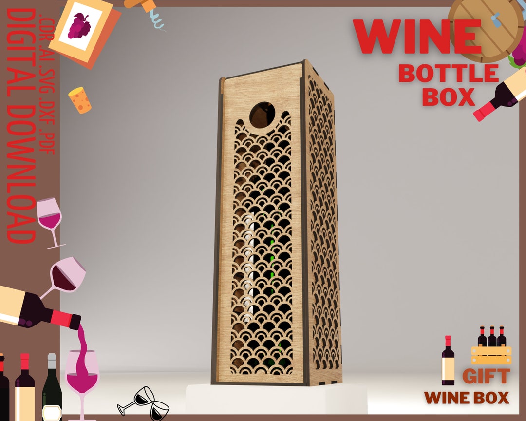 Wine Box Laser Cut Dxf / Japanese Wine Box With Sliding Lid for Wine ...