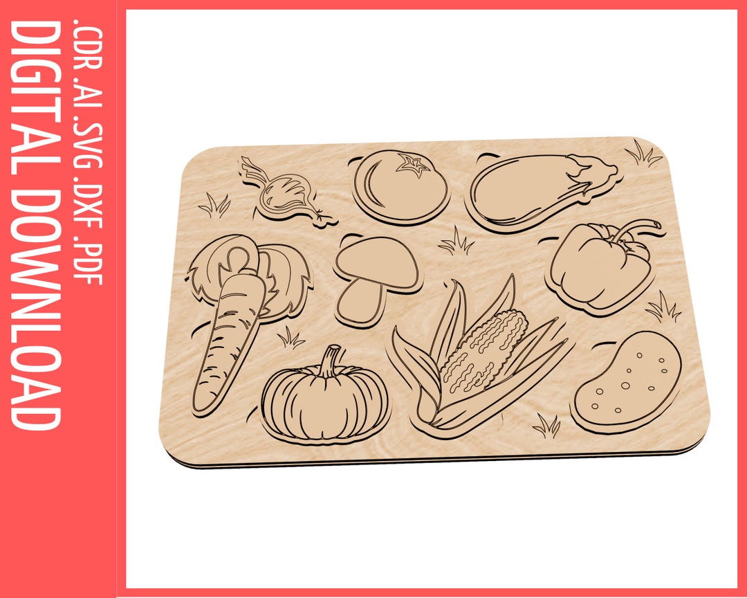 Puzzle Vegetables Laser SVG / Laser Cut Files, SVG, CDR / Kids Wooden ...