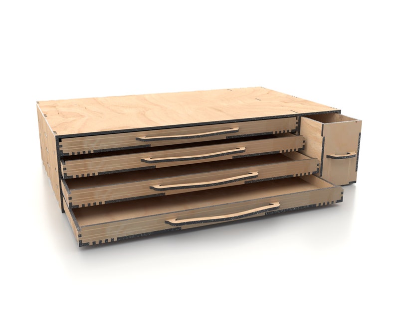 Storage Box With Drawers Organizer SVG | Laser Cut Files, Cnc File ...