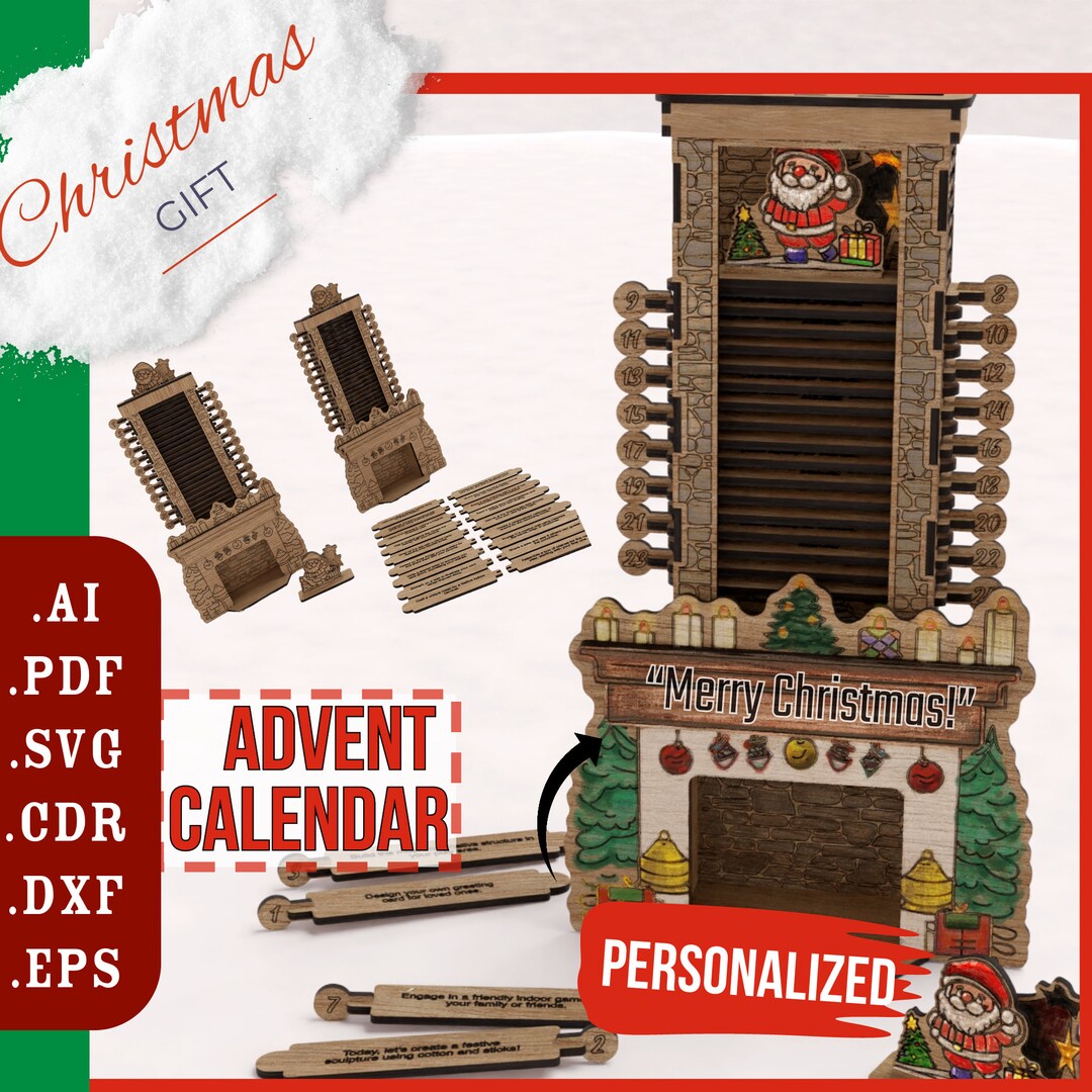 Festive Fireplace Countdown SVG Glowforge Ready Laser Cut - Etsy