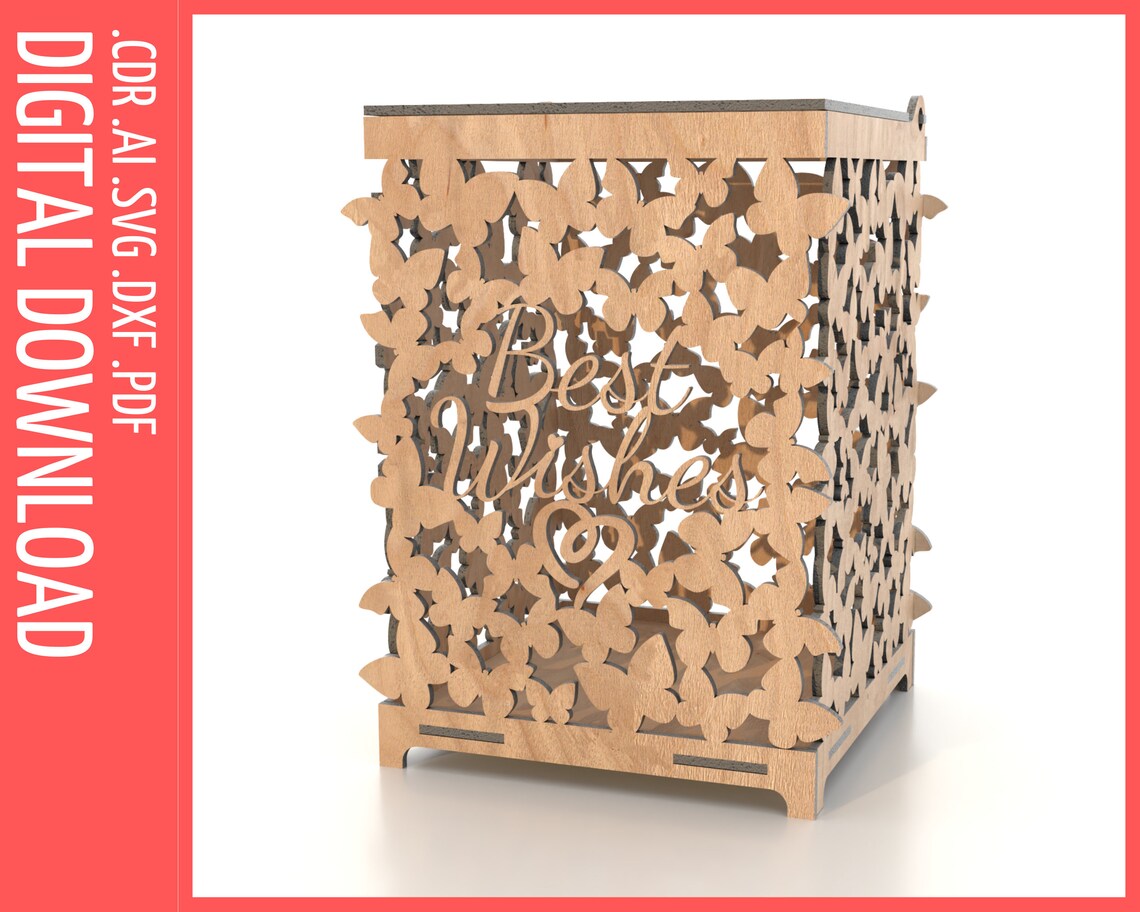 Wedding Gift Card Box Decoration SVG / Laser Cut Files Cnc - Etsy