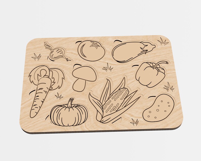 Puzzle Vegetables Laser SVG / Laser Cut Files, SVG, CDR / Kids Wooden ...