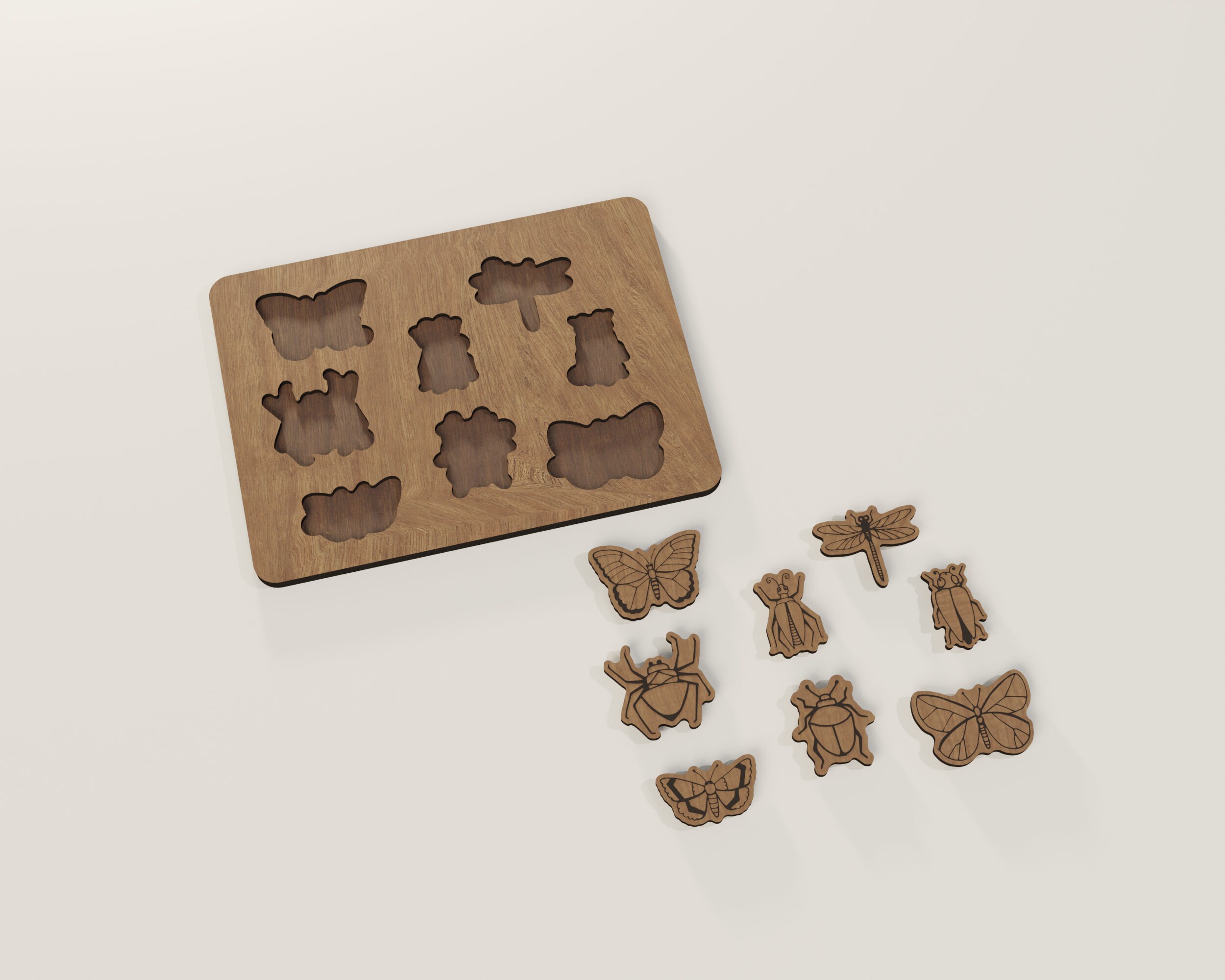 Puzzle for Baby Butterfly & Bugs Laser Cut Files, SVG, CDR / Baby ...