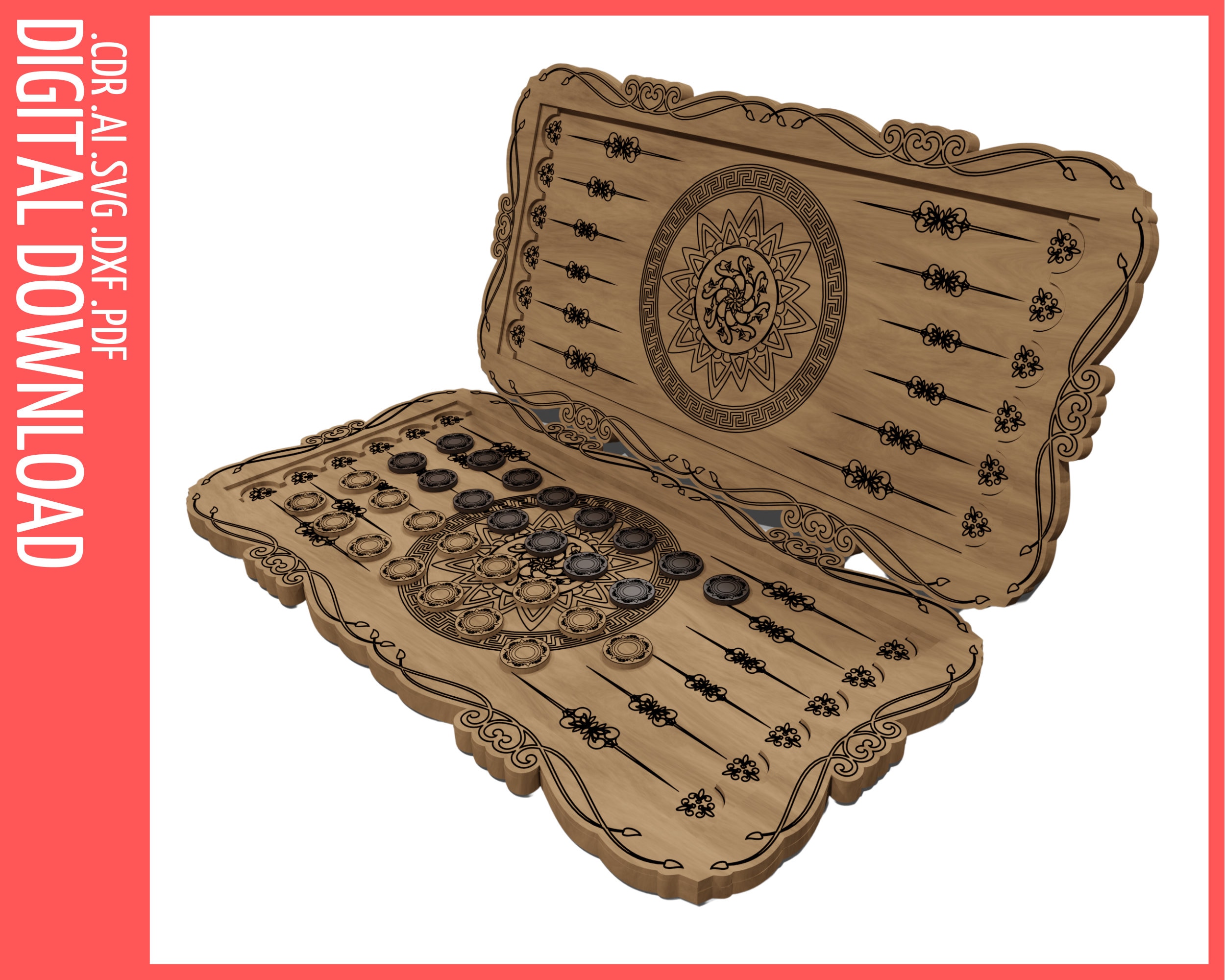Backgammon Laser Cut Vector Files SVG CNC / Table Games Cnc - Etsy Canada