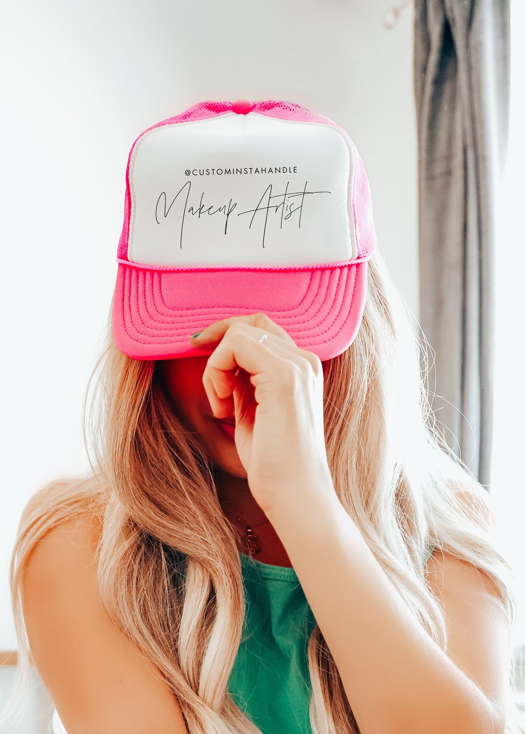 Custom Makeup Artist Trucker Hat, Skinfluencer Personalized Instagram ...