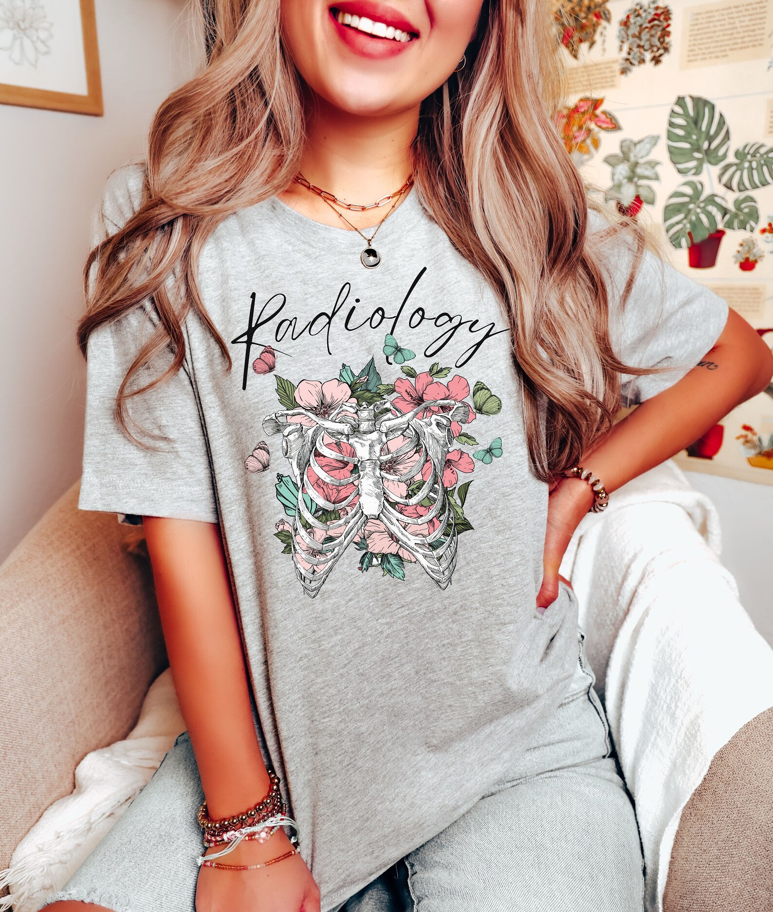 Xray Tech Shirt, Rad Tech Tshirt, Floral Skeleton Xray Technologist ...