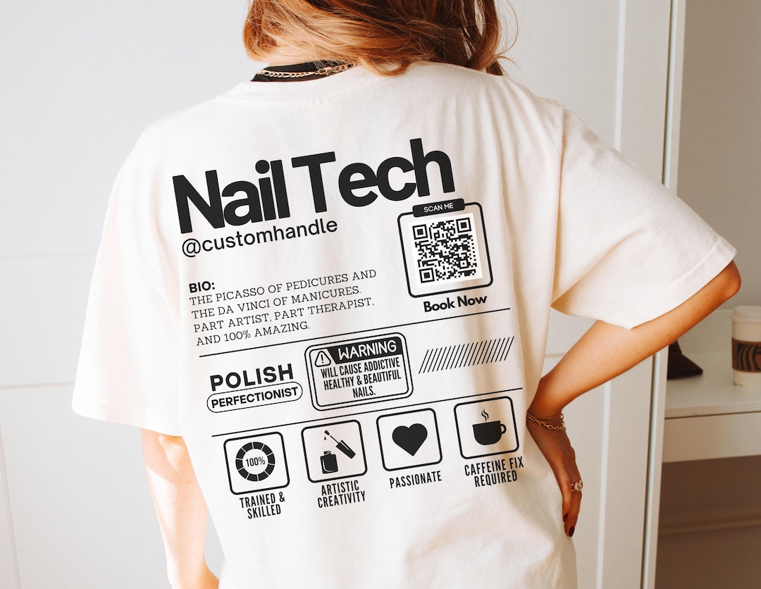 Personalized Nail Tech Shirt Custom QR Code Design Nail Artist Gift ...