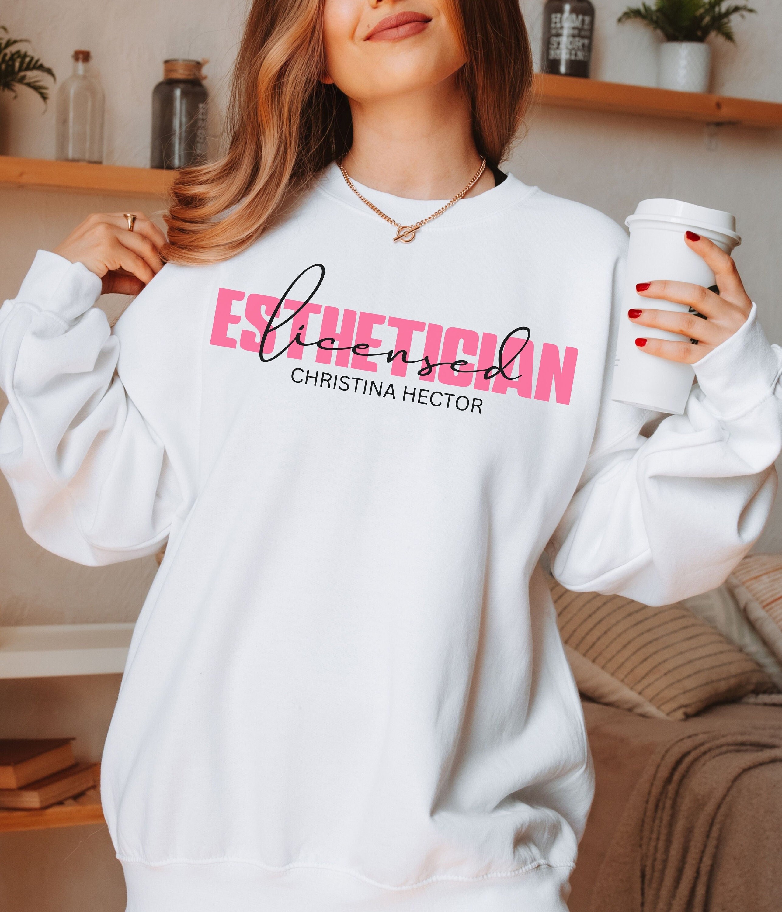 Personalized Esthetician Name Sweatshirt Custom Esthetician Graduation ...