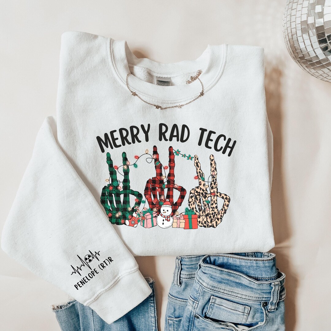 Personalized Rad Tech Christmas Sweatshirt: Custom Sleeve Print - Etsy