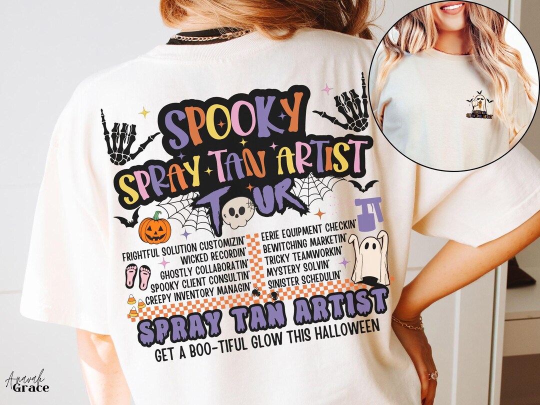 Comfort Colors Spray Tan Halloween Tour Shirt Retro Spooky Ghost Spray ...