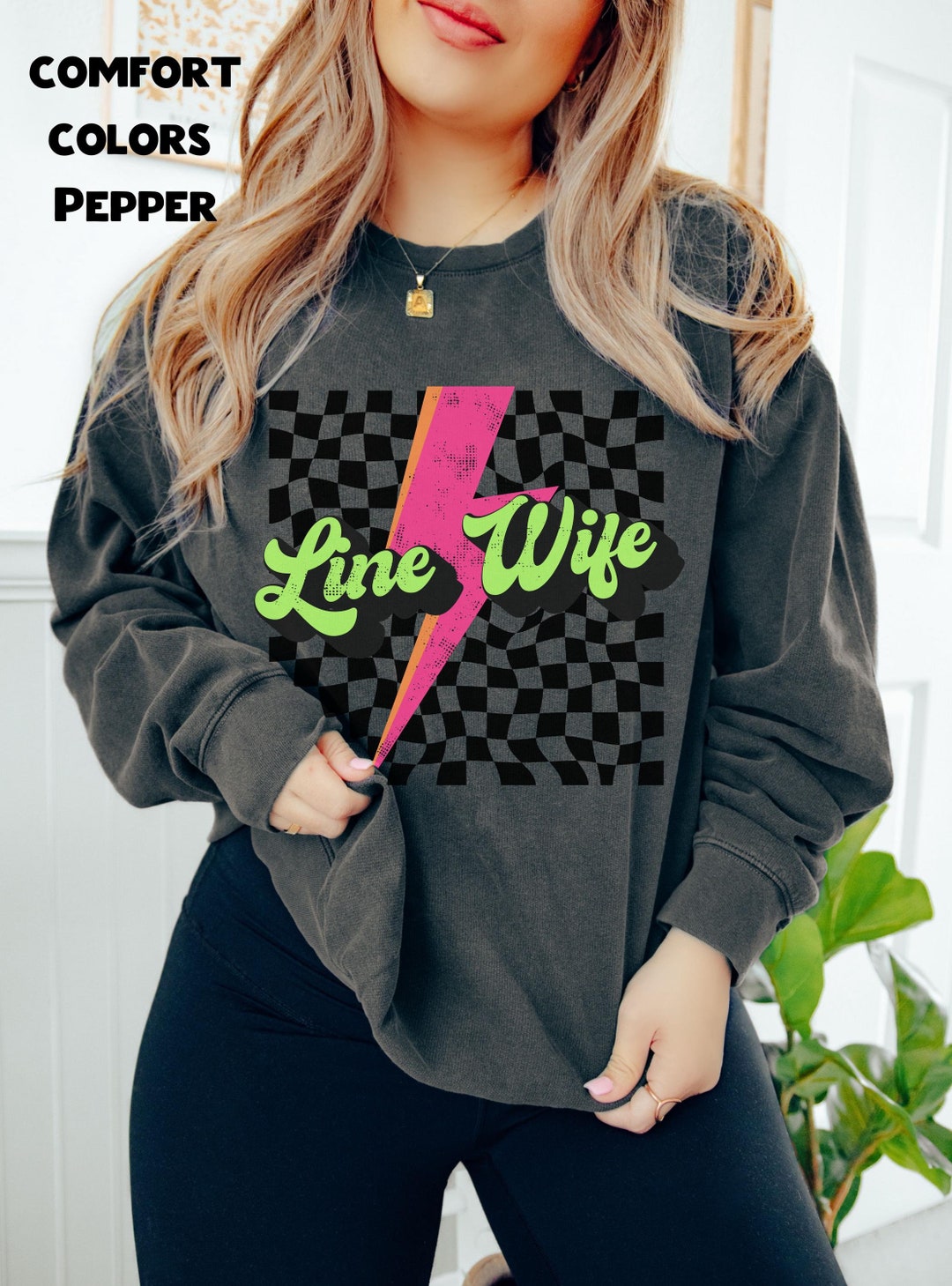 Retro Line Wife Sweatshirt | Lineman's Wife Gift | Blue Collar Wife ...