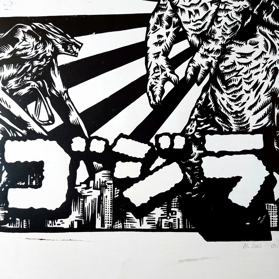 Godzilla (2014) Linocut Print - Etsy