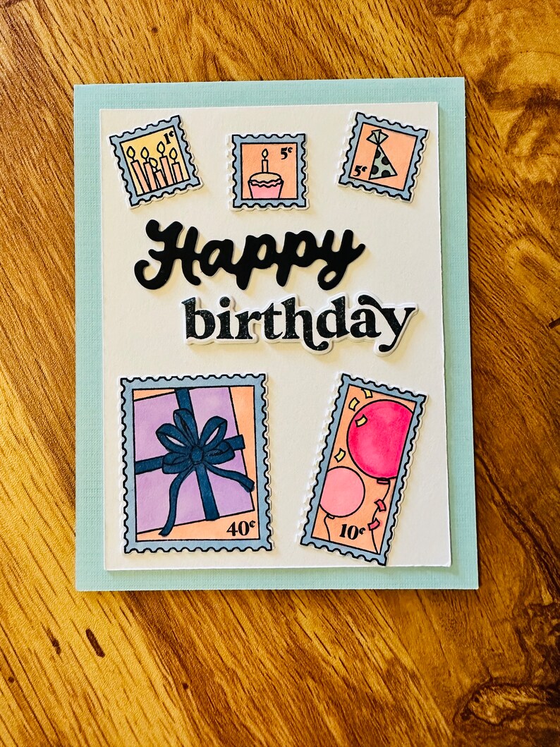 Birthday Stamps, Happy Birthday Card - Etsy