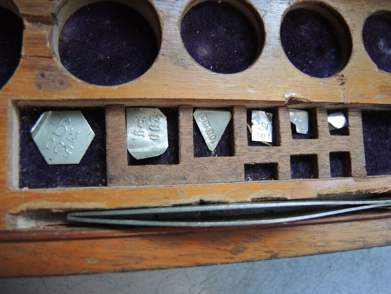 Antique England Made Solid Brass Weights Set in Original Wooden Box ...