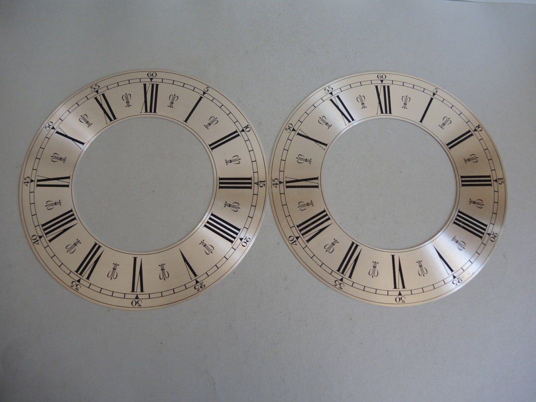 2x Vintage NOS German Clock Dial Face / Round Brass Dials / Clock Parts ...