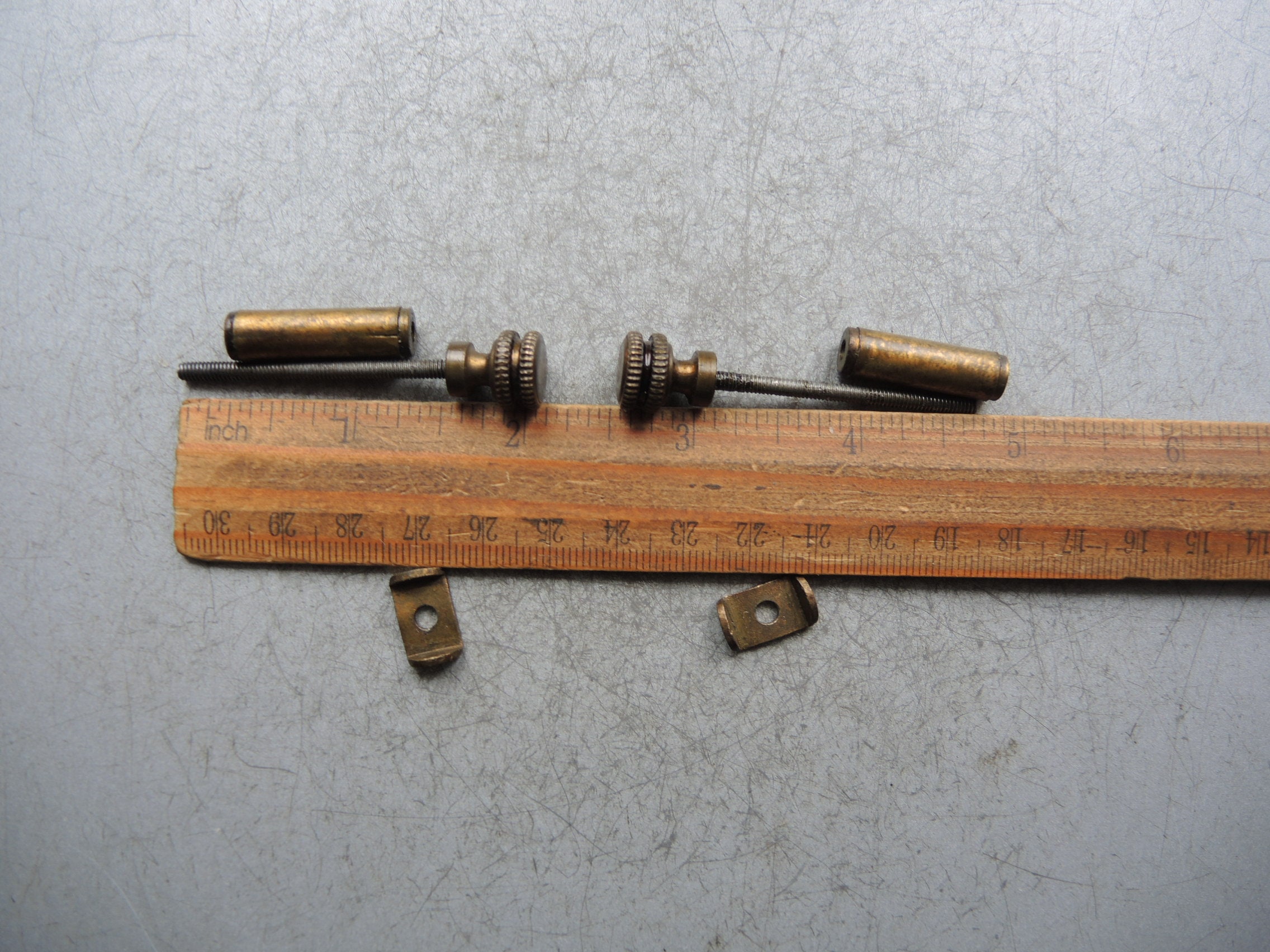 Set of Antique Brass Head Clock Movement Mount Long Fixation Screws ...